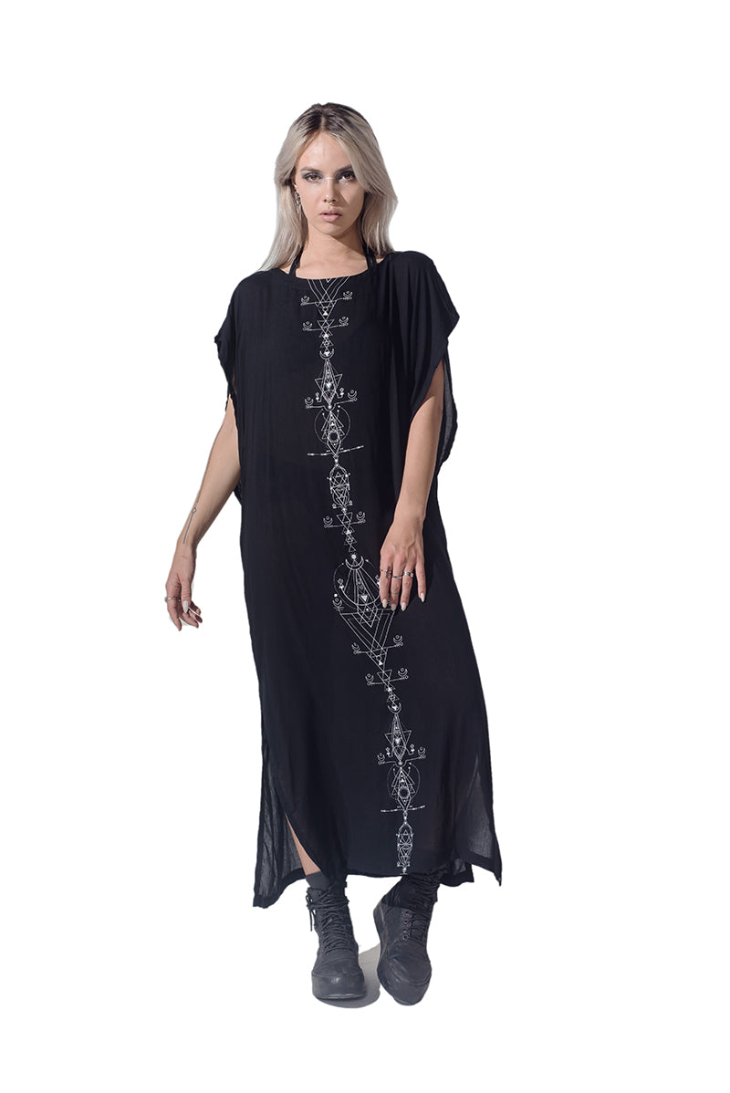 Lunar print long Tunic Dress, toga,muumuu dress, bohemian fashion, boho ...